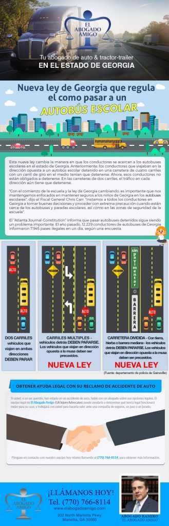 Nueva ley de Georgia que regula el como pasar a un autobús escolar